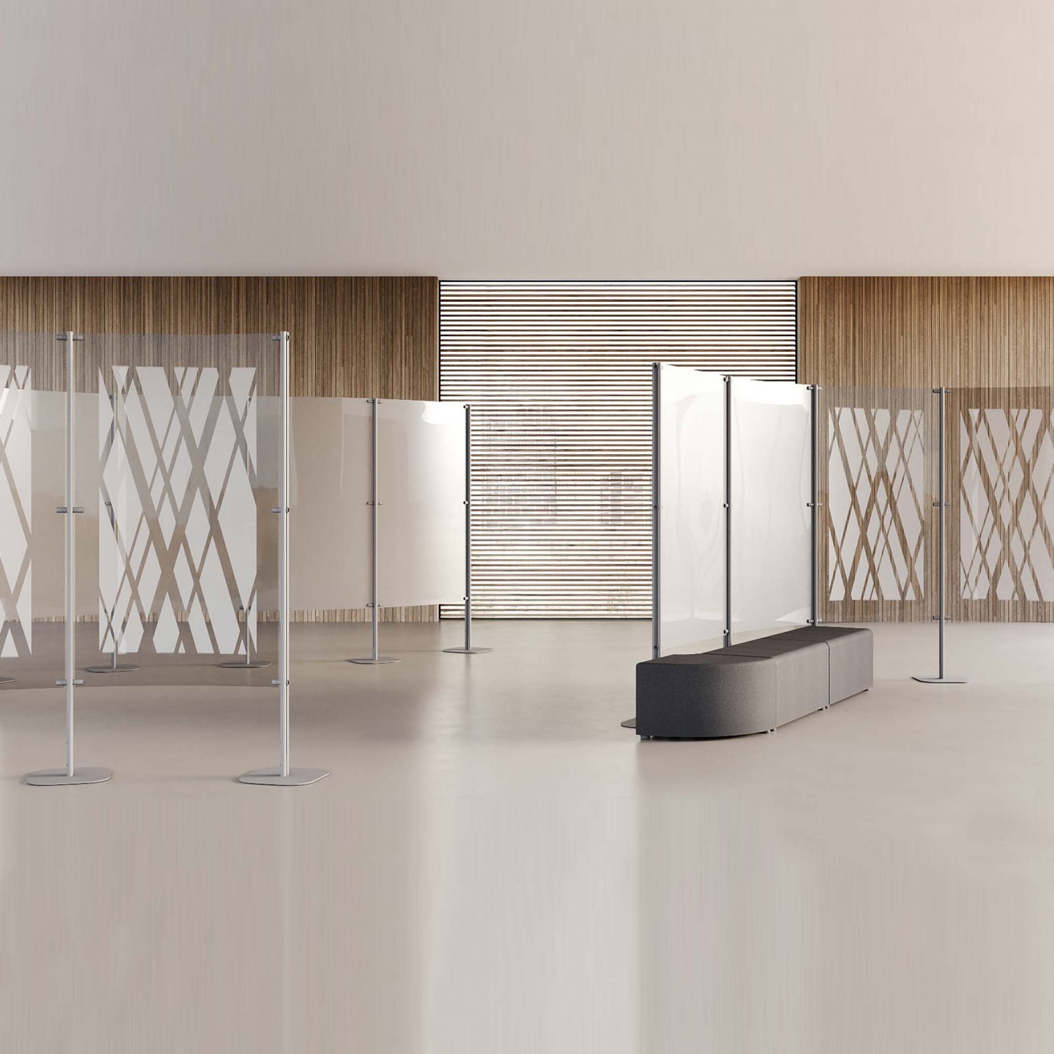 Partition wall Tetrix Safety panel with satin decoration - Centrufficio